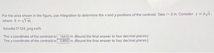 Solved For the area shown in the figure, use integration to | Chegg.com