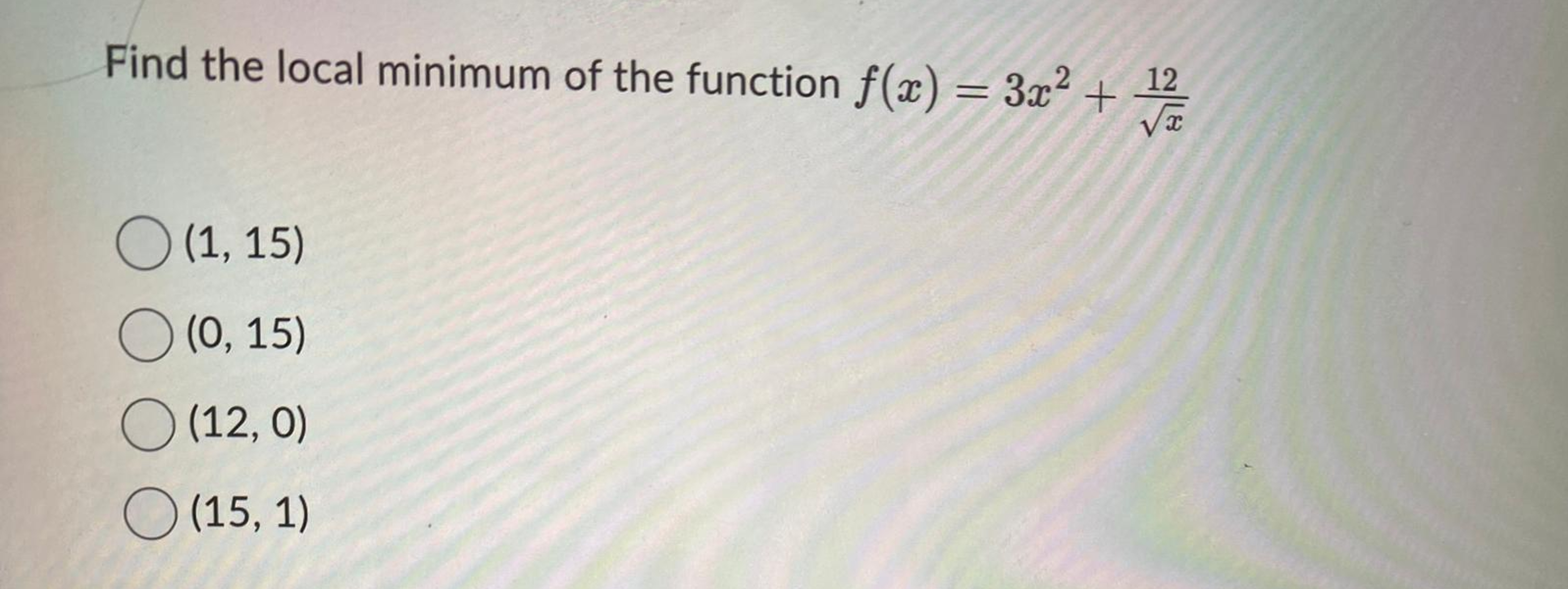 Solved Find the local minimum of the function | Chegg.com