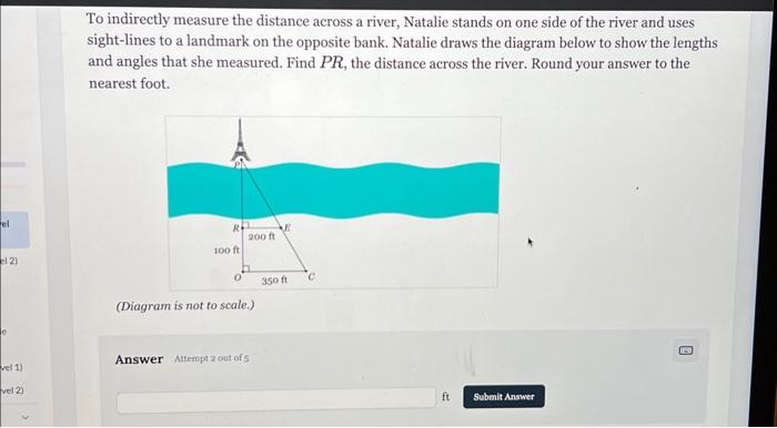 Solved To indirectly measure the distance across a river, | Chegg.com