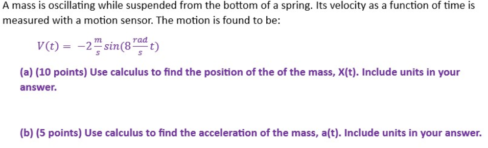 Solved A mass is oscillating while suspended from the bottom | Chegg.com