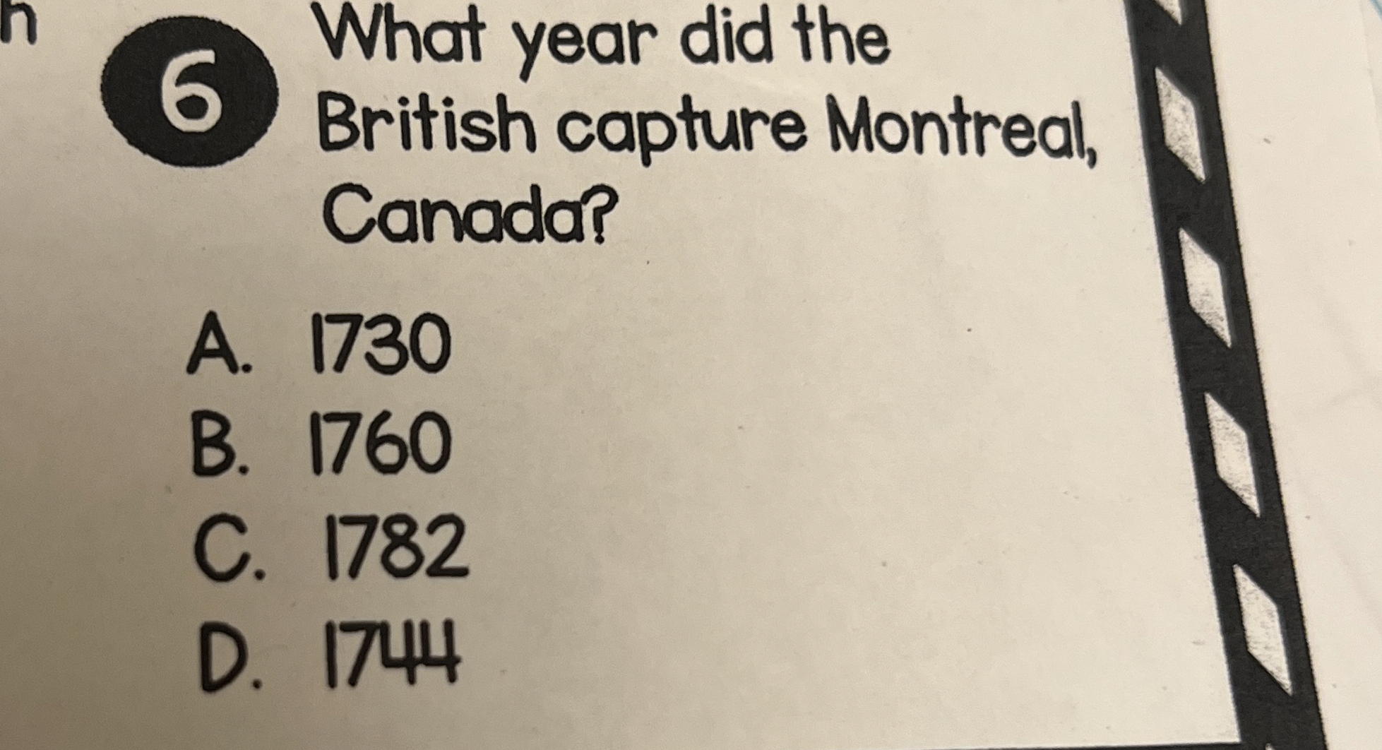 Solved 6 ﻿What year did the British capture Montreal, | Chegg.com