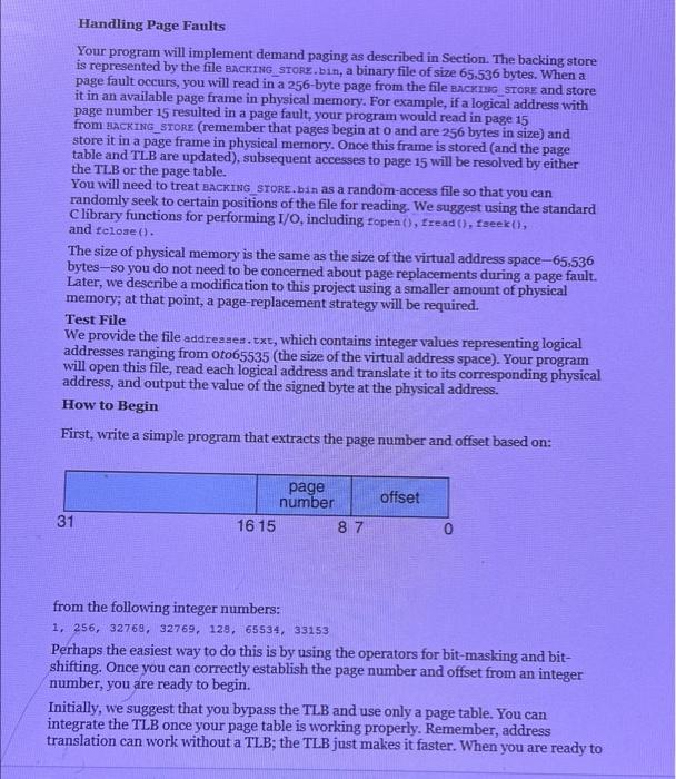 Solved Programming Projects Designing a Virtual Memory | Chegg.com