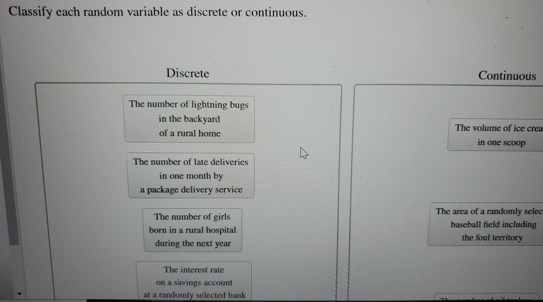 Solved Classify each random variable as discrete or | Chegg.com