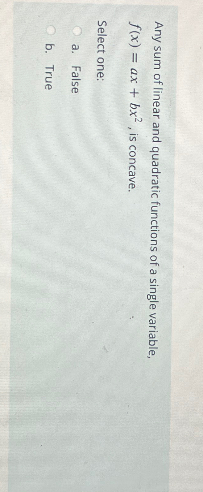 Any sum of linear and quadratic functions of a single | Chegg.com
