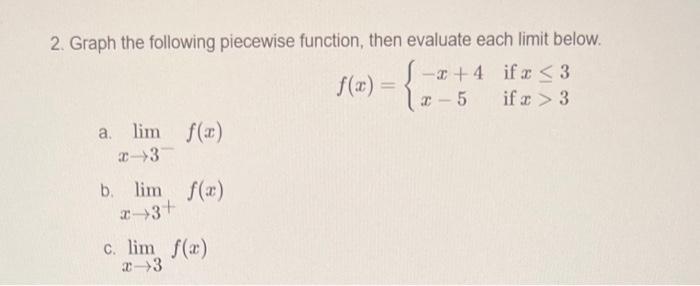 Solved 2. Graph the following piecewise function, then | Chegg.com