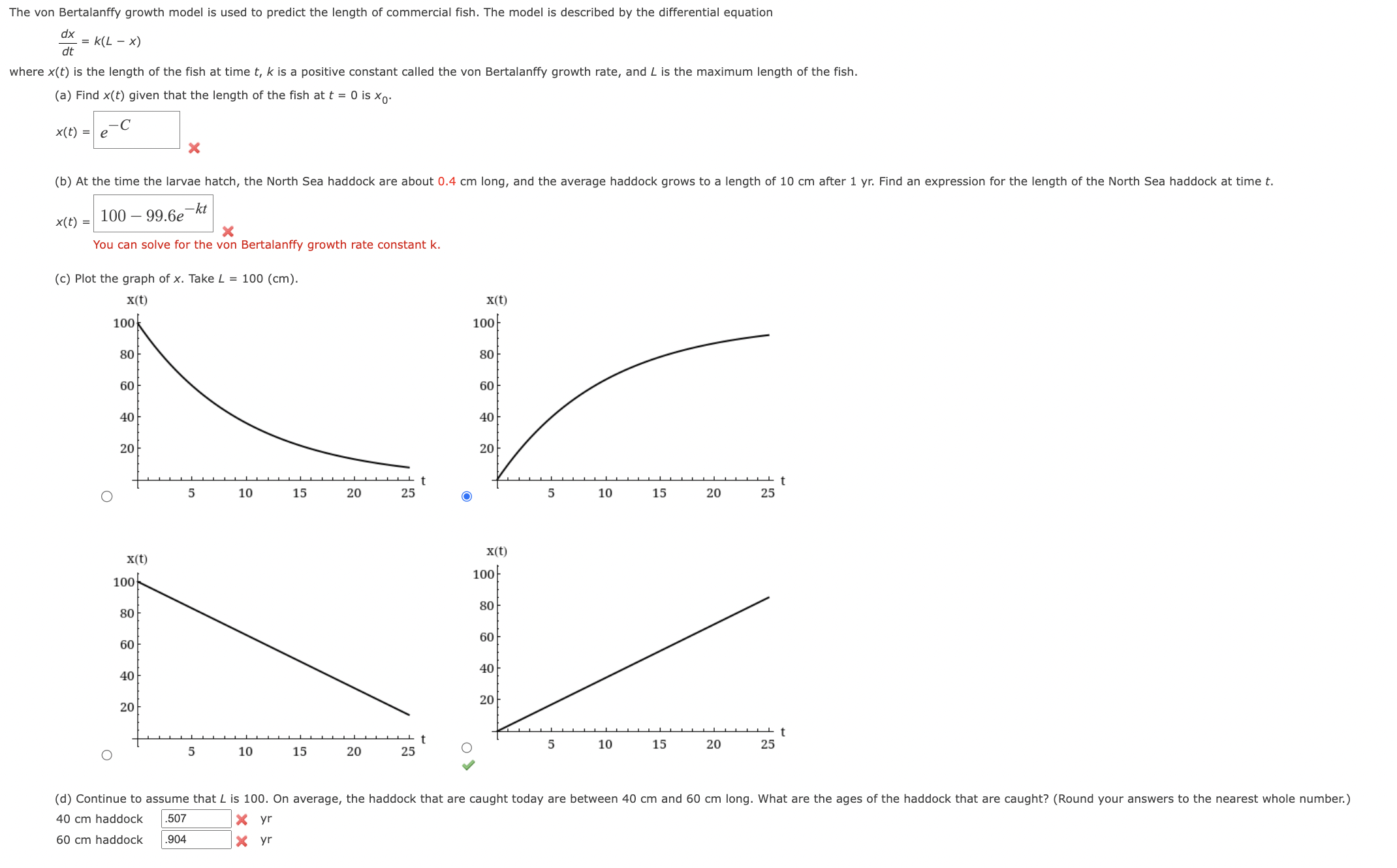 Solved The von Bertalanffy growth model is used to predict | Chegg.com