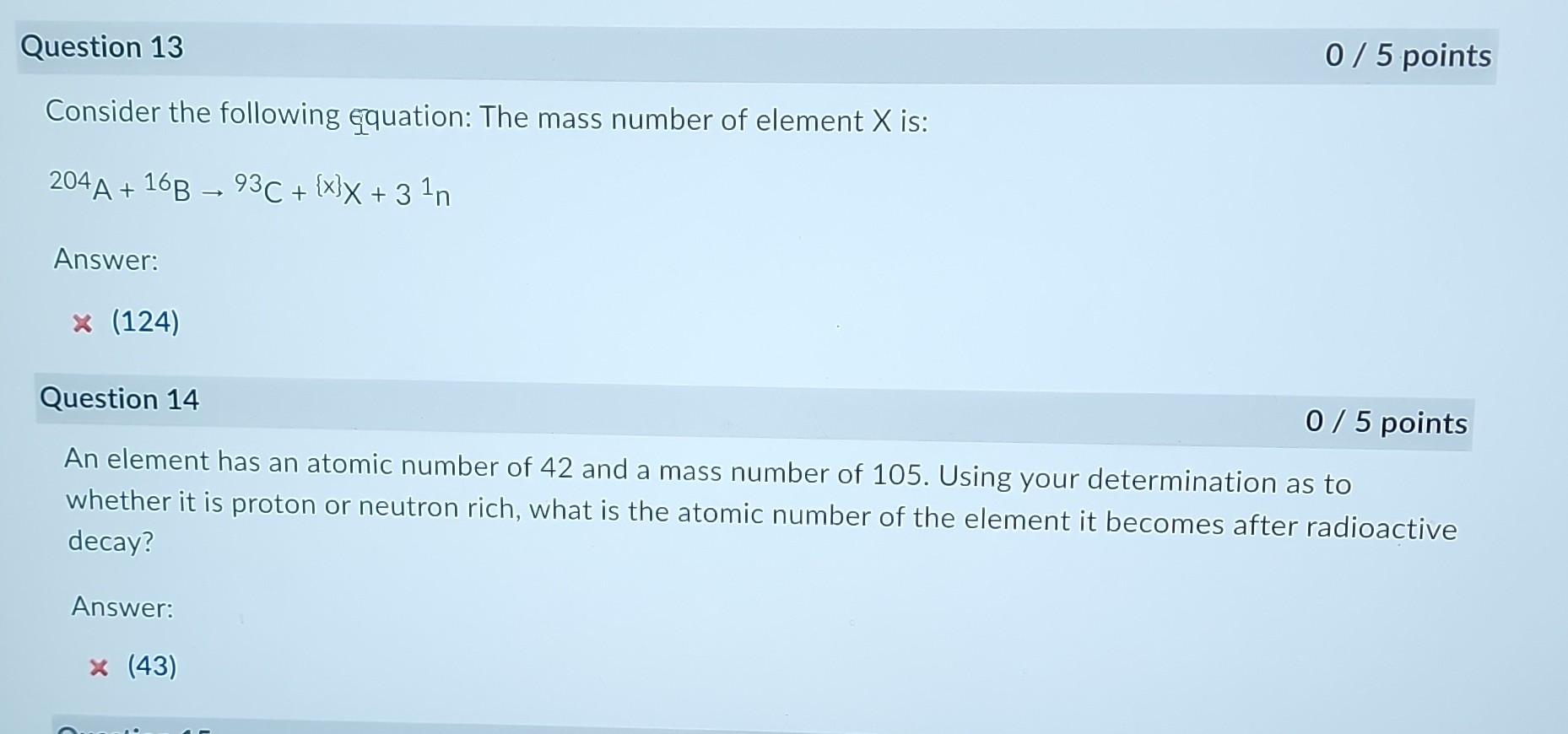 Solved Consider the following @quation: The mass number of | Chegg.com