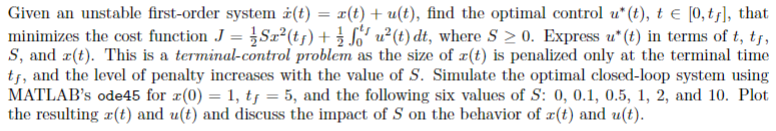 Given an unstable first order system, find the | Chegg.com
