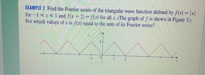 Solved EXAMPLE 2 Find the Fourier series of the triangular | Chegg.com