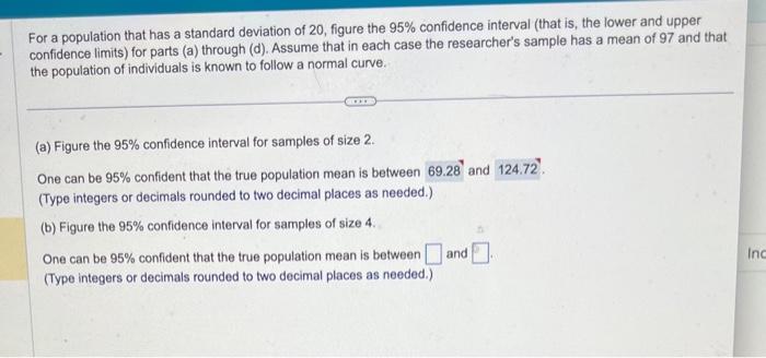 Solved For A Population That Has A Standard Deviation Of 8