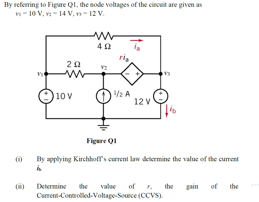 Solved By referring to Figure Q1, ﻿the node voltages of the | Chegg.com