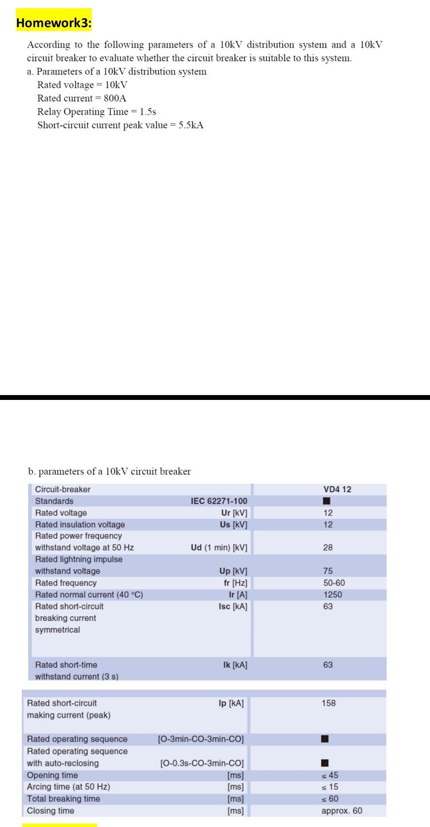 Solved According to the following parameters of a 10kV | Chegg.com