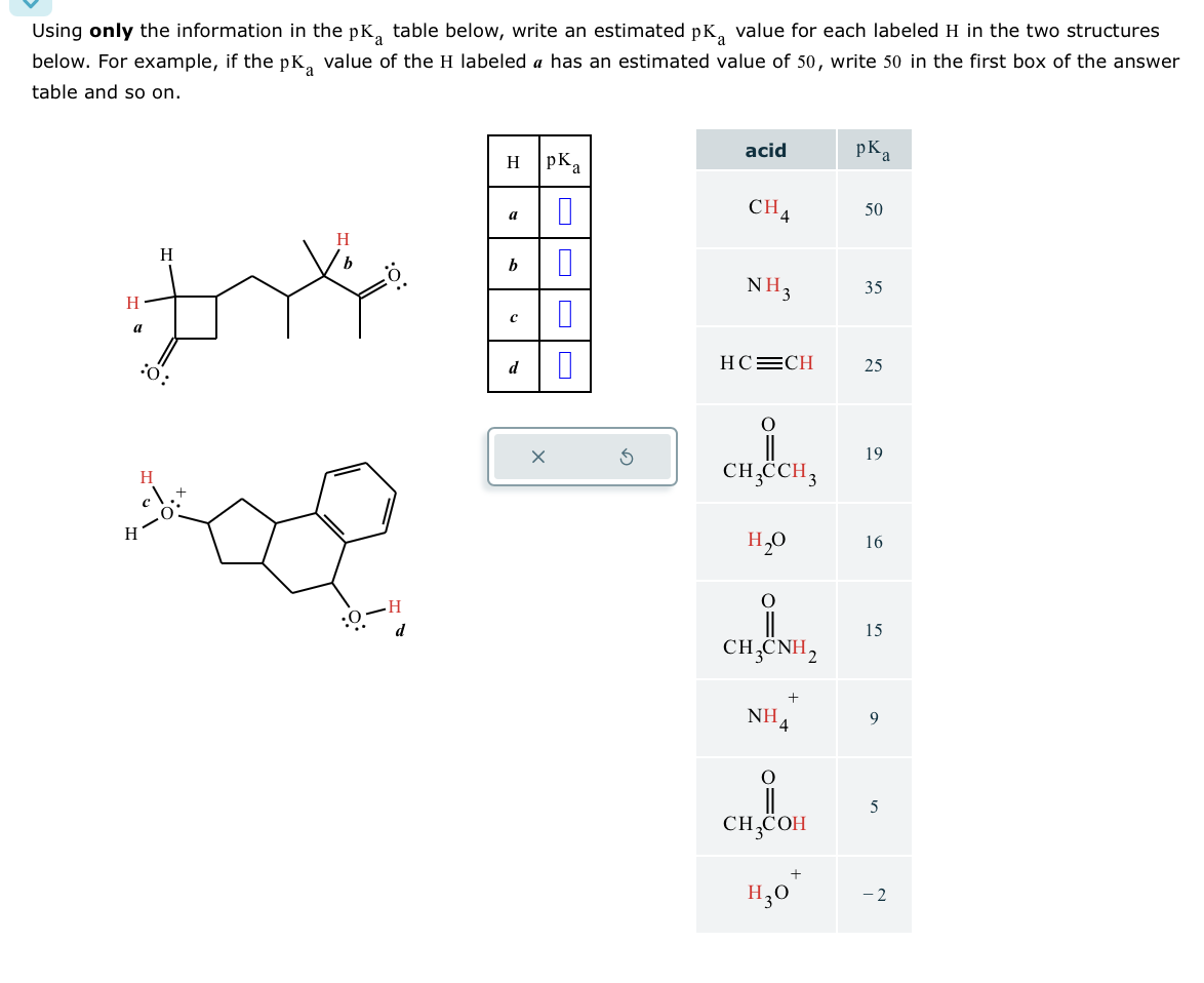 Solved Using only the information in the pKa ﻿table below, | Chegg.com