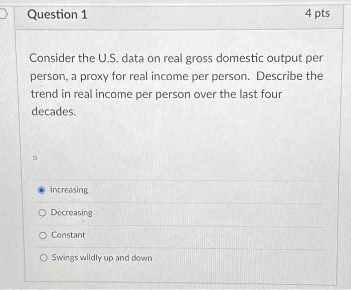 Solved Consider the U.S. data on real gross domestic output | Chegg.com