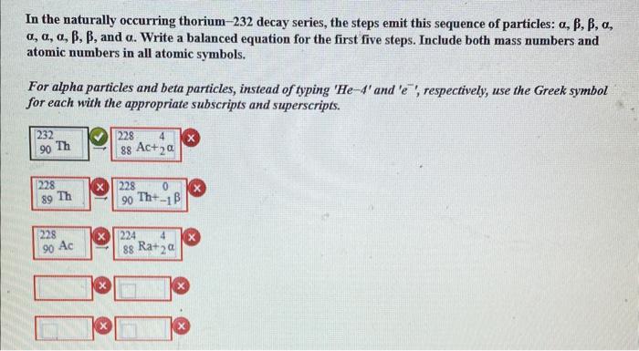 Solved In the naturally occurring thorium-232 decay series, | Chegg.com