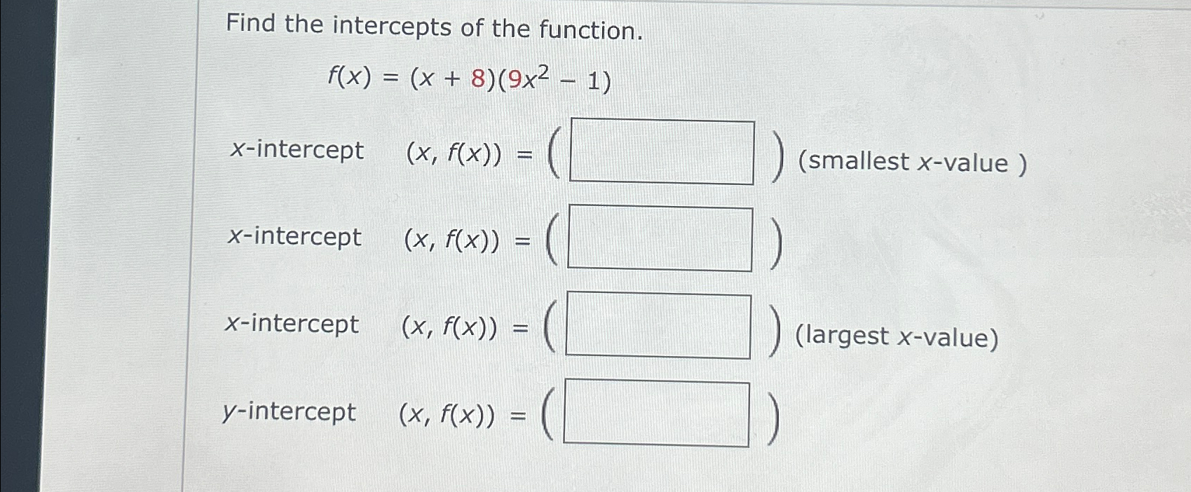 Solved Find the intercepts of the | Chegg.com