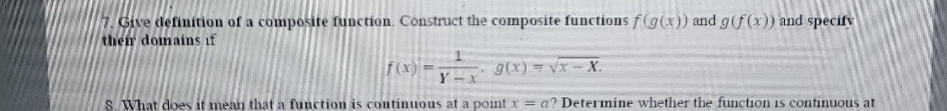 Solved 7. Give definition of a composite function Construct | Chegg.com
