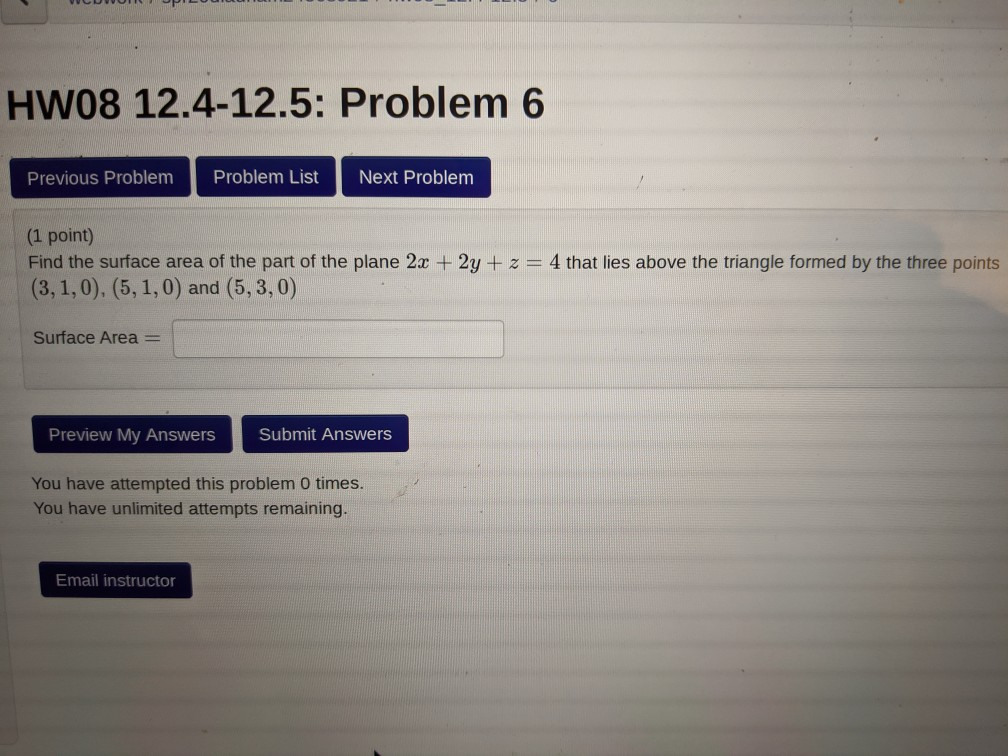 Solved HW08 12.4-12.5: Problem 6 Previous Problem Problem | Chegg.com