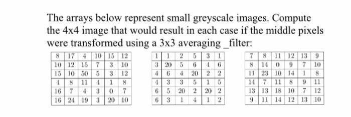 The arrays below represent small greyscale images. | Chegg.com