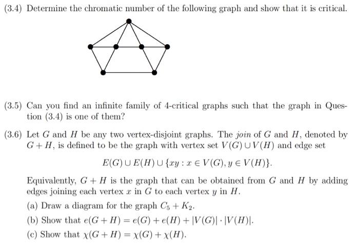 Solved (3.4) Determine the chromatic number of the following | Chegg.com