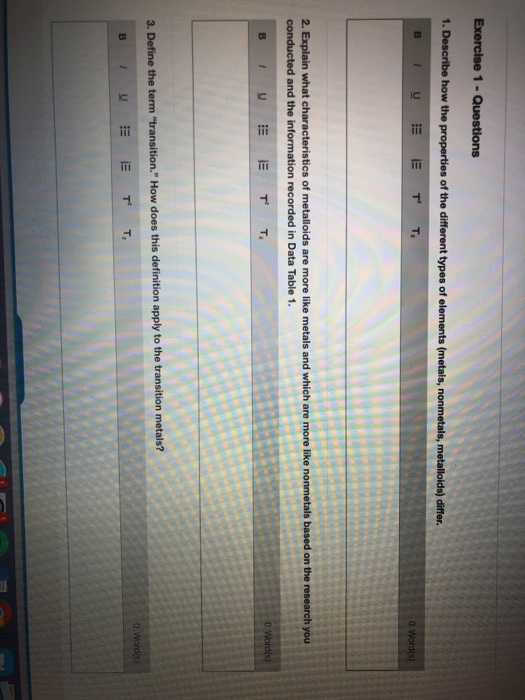 Solved Exercise 1 - Questions 1. Describe how the properties | Chegg.com