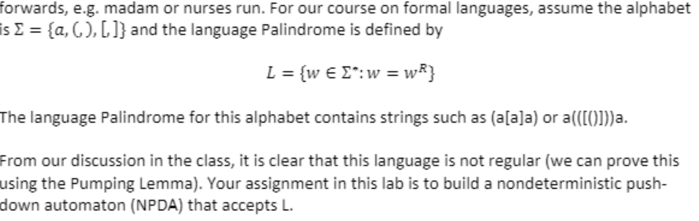 Solved build a nondeterministic push-down automaton (NPDA) | Chegg.com