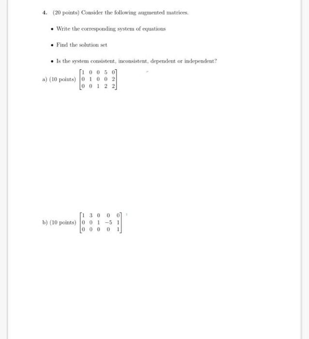 Solved 4. (20 points) Consider the following augmented | Chegg.com