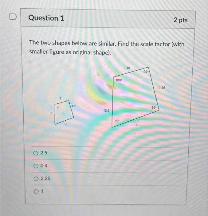 Solved Question 1 The two shapes below are similar. Find the | Chegg.com
