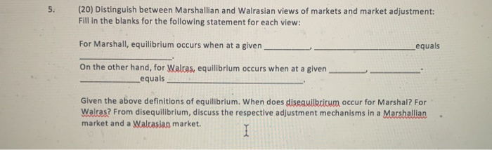 Solved (20) Distinguish between Marshallian and Walrasian | Chegg.com