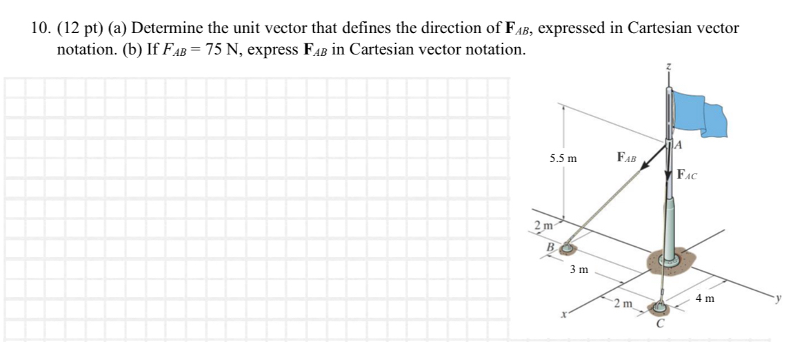 Solved (12 ﻿pt) (a) ﻿Determine the unit vector that defines | Chegg.com