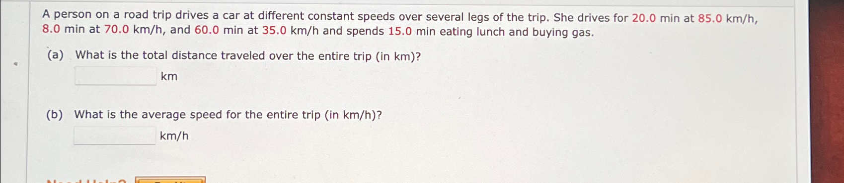 Solved A person on a road trip drives a car at different | Chegg.com
