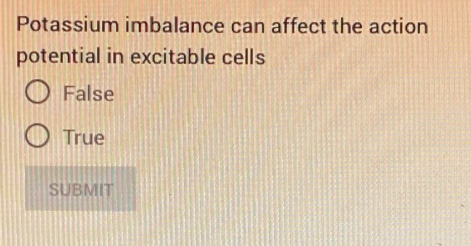 Solved Potassium imbalance can affect the action potential | Chegg.com