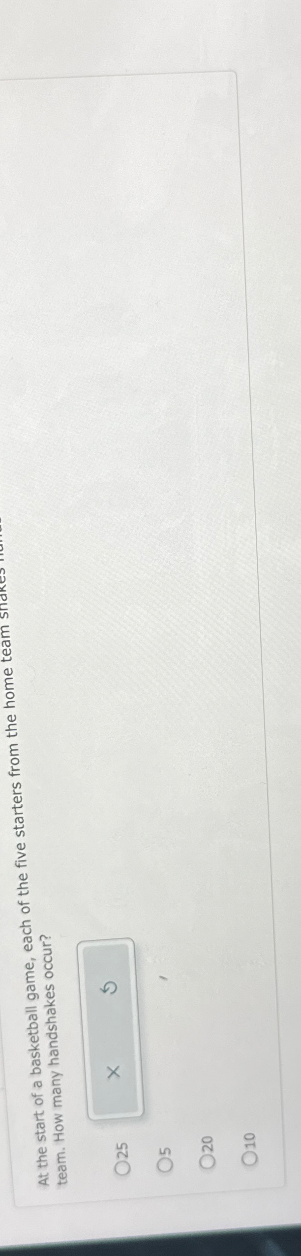 Solved At the start of a basketball game, each of the five | Chegg.com