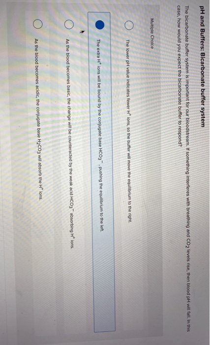 Solved pH and Buffers: Bicarbonate buffer system The | Chegg.com