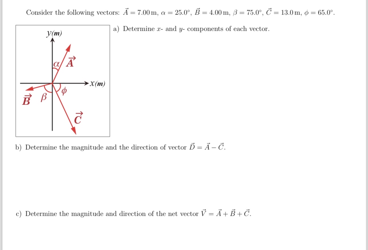 Solved Consider the following vectors: | Chegg.com