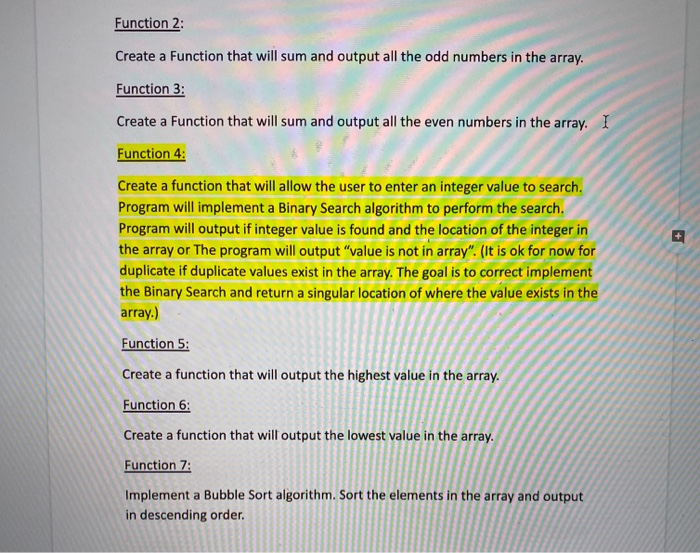 Solved Main Function: Declare and fill an array with 1000 | Chegg.com