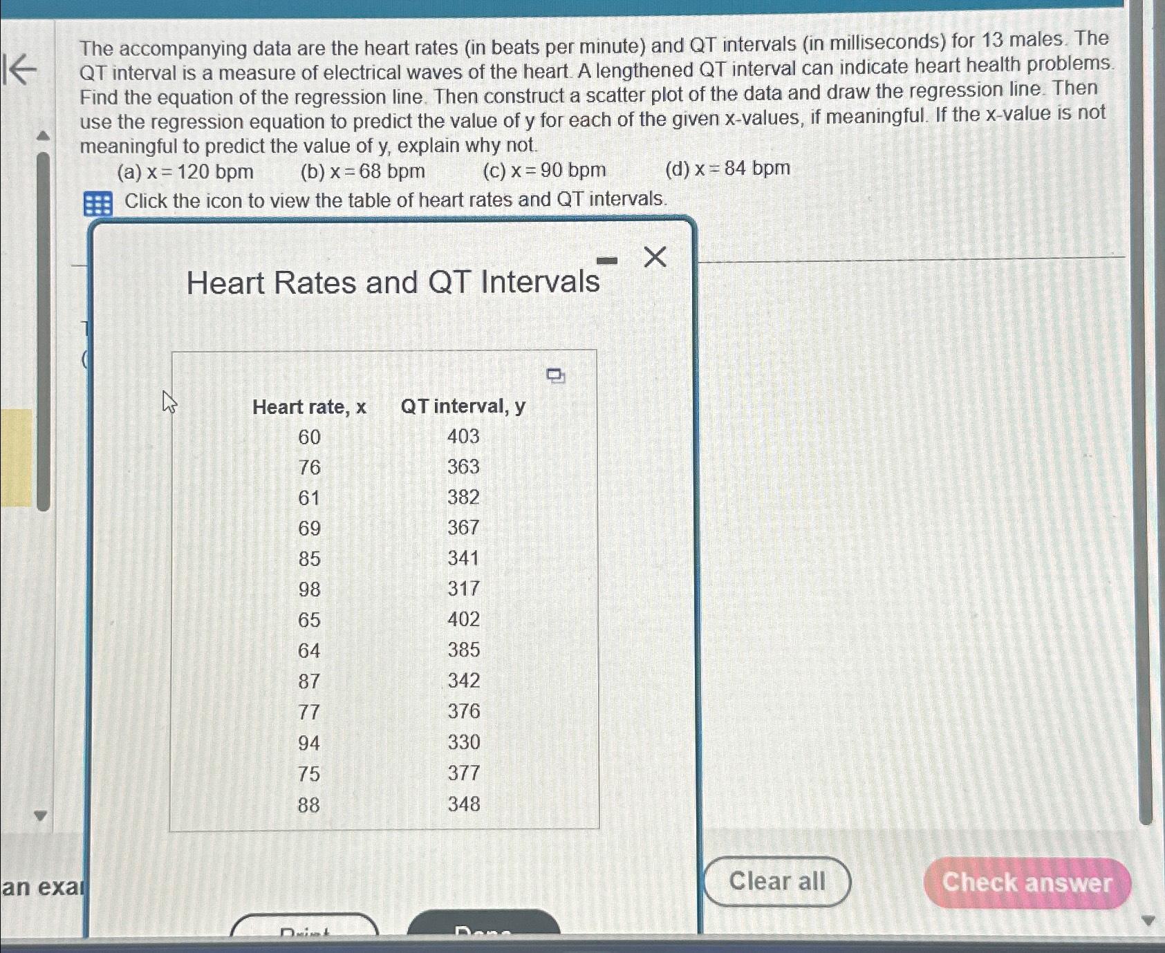 Solved The accompanying data are the heart rates (in beats | Chegg.com