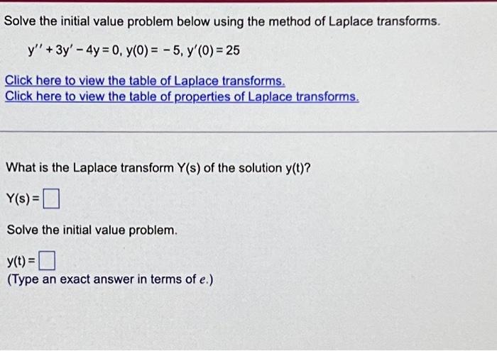 Solve the initial value problem below using the | Chegg.com