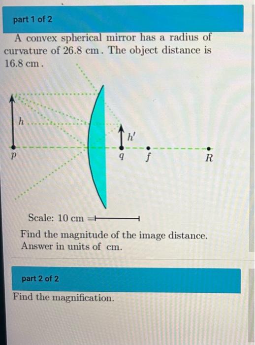 Solved A convex spherical mirror has a radius of curvature | Chegg.com