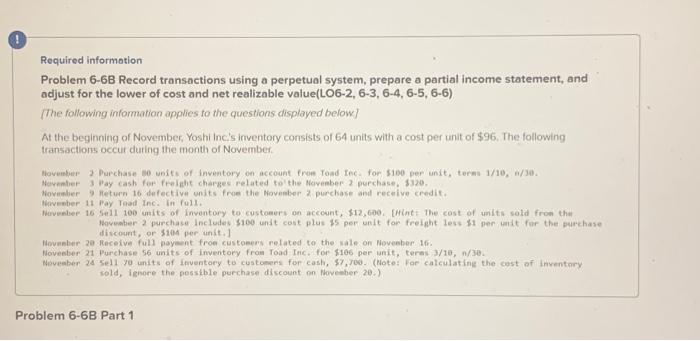 Solved Required information Problem 6-6B Record transactions | Chegg.com