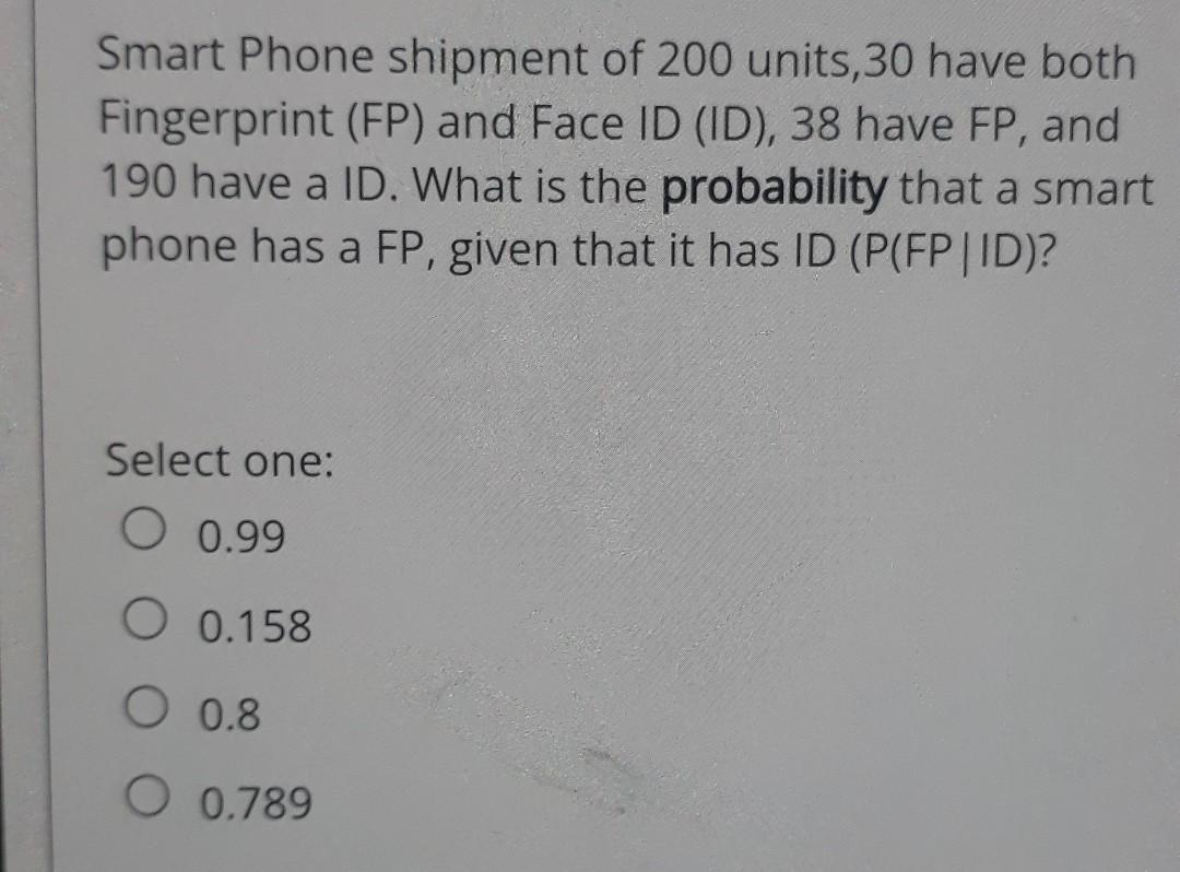 Solved Smart Phone shipment of 200 units,30 have both | Chegg.com