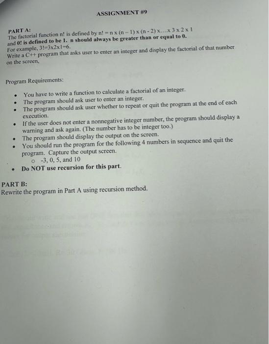 Solved The factorial function n! is defined by | Chegg.com
