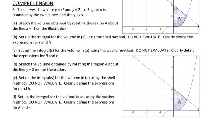 Solved COMPREHENSION 3. The curves shown are y=x3 and y=2−x. | Chegg.com