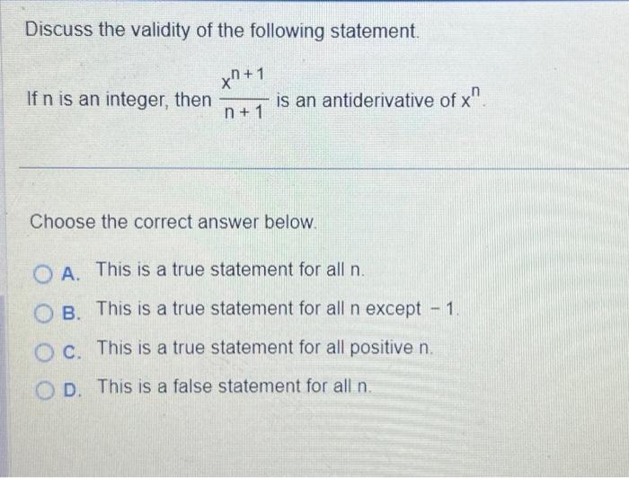 Solved Discuss the validity of the following statement. If n | Chegg.com