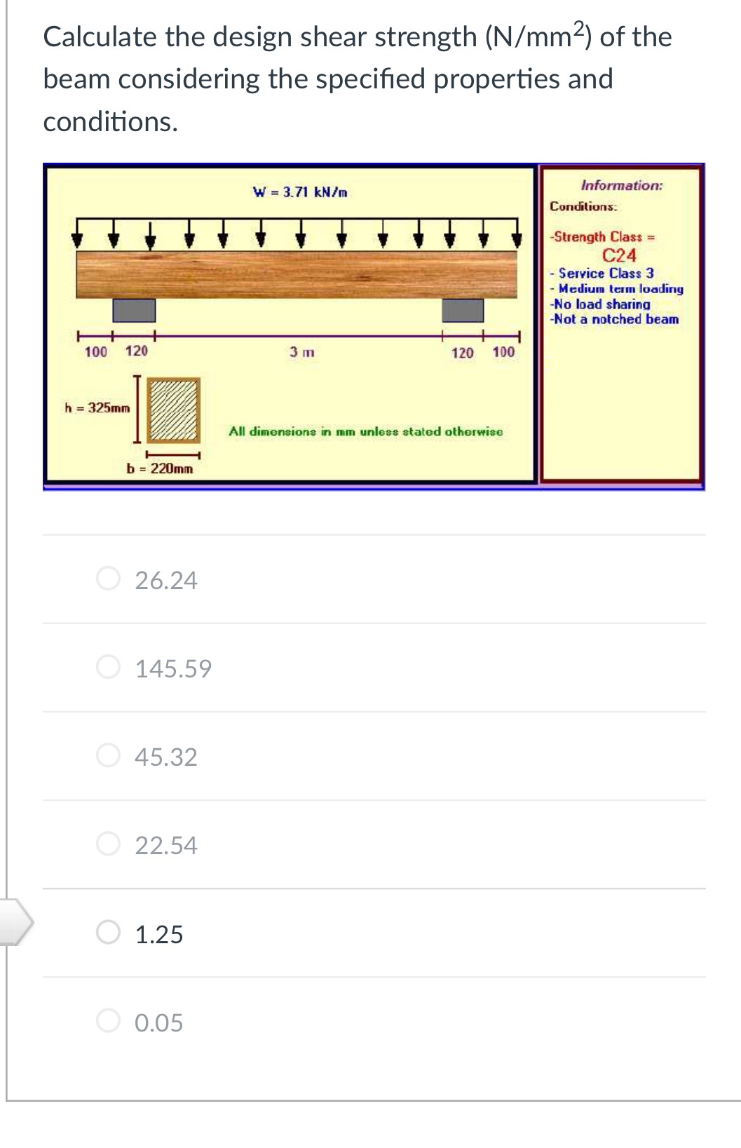 Solved Calculate the design shear strength (Nmm2) ﻿of the | Chegg.com