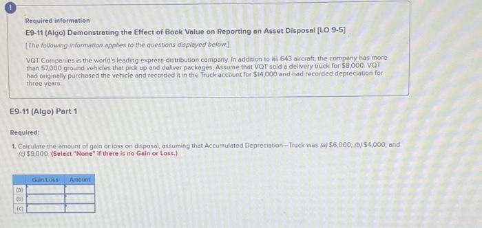 Solved Required information E9-11 (Algo) Demonstrating the | Chegg.com