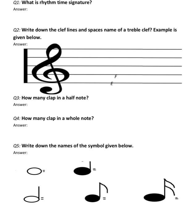 Solved Q1: What is rhythm time signature? Answer: Q2: Write | Chegg.com