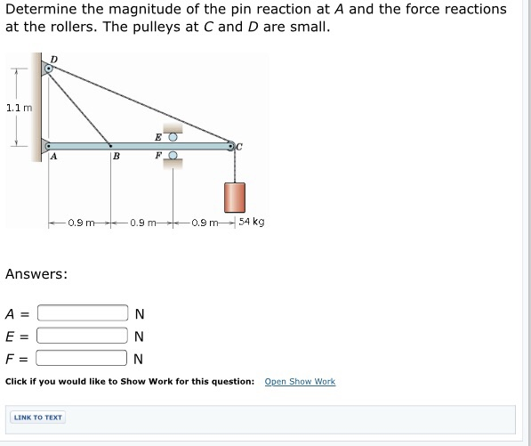 Solved Determine the magnitude of the pin reaction at A and | Chegg.com