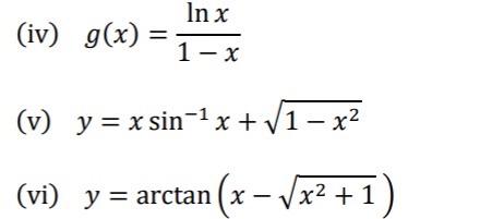 Solved (iv) g(x)=1−xlnx (v) y=xsin−1x+1−x2 (vi) | Chegg.com