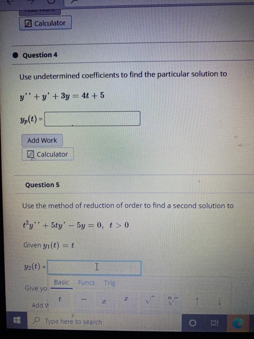 Solved 22 calculator Question 4 Use undetermined | Chegg.com